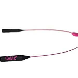 Cablz Colorz Zipz Adjustable Eyewear Retainer Strap | Lightweight, Low Profile, Coated Stainless, 14 Inch (Black/Pink)