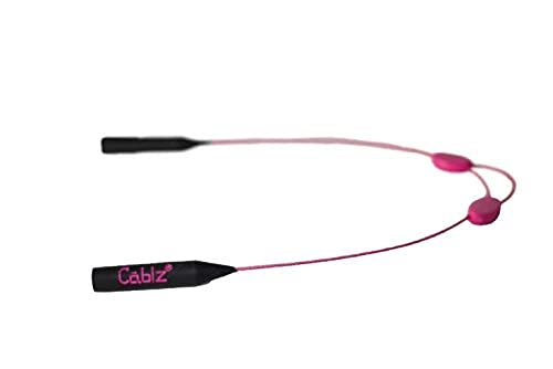 Cablz Colorz Zipz Adjustable Eyewear Retainer Strap | Lightweight, Low Profile, Coated Stainless, 14 Inch (Black/Pink)