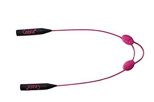 Cablz Colorz Zipz Adjustable Eyewear Retainer Strap | Lightweight, Low Profile, Coated Stainless, 14 Inch (Black/Pink)