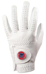 linkswalker mississippi rebels - ole miss- cabretta leather golf glove - ml