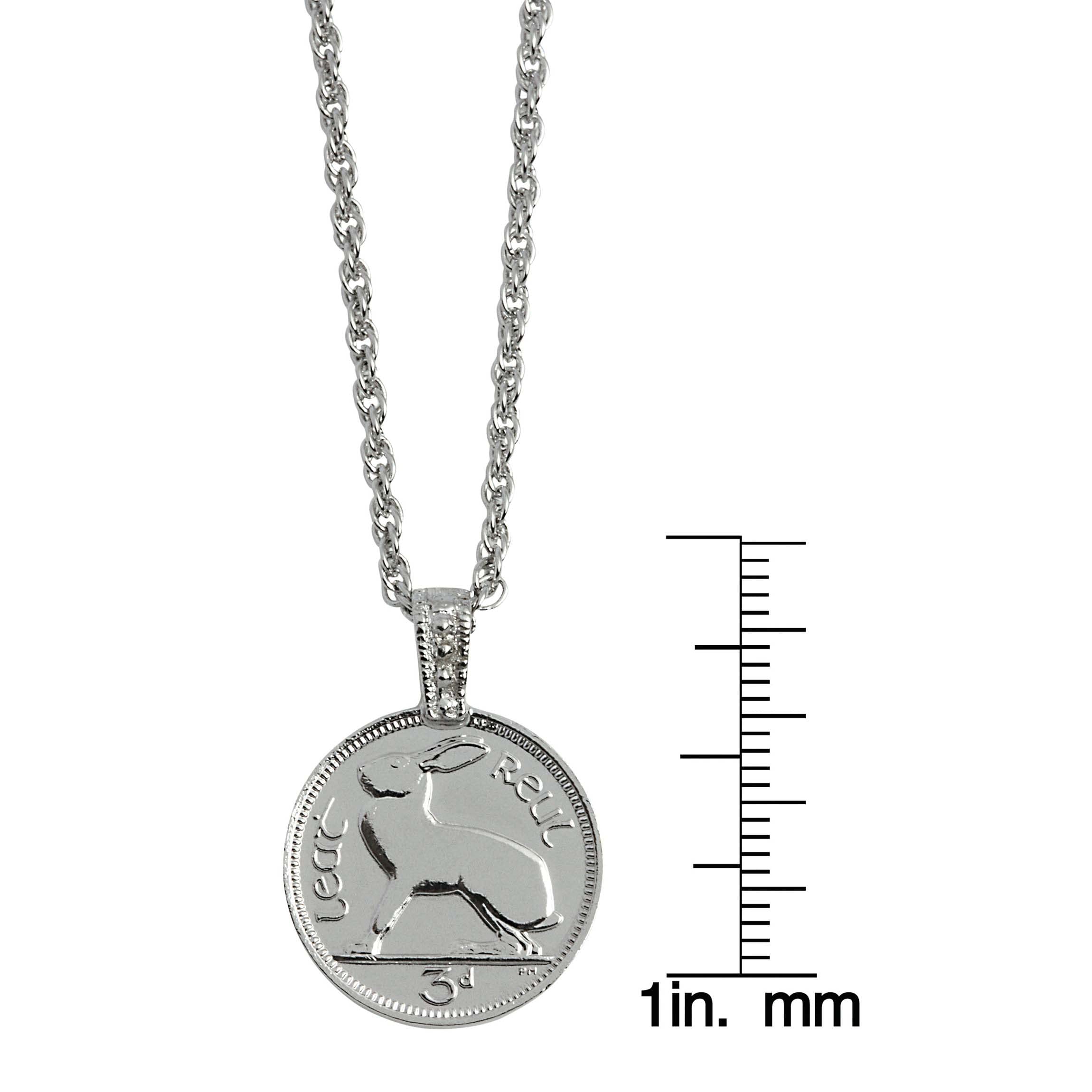 American Coin Treasures Lucky Rabbit Coin Pendant | Eire Coin | Irish Hare | Silvertone 24 Inch Rope Chain | Certificate of Authenticity …