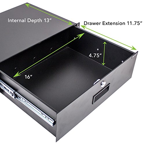 NavePoint Server Cabinet Case 19 Inch Rack Mount DJ Locking Lockable Deep Drawer with Key 3U