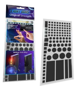 lightdims original strength - light dimming led covers/light dimming sheets for routers, electronics and appliances and more. dims 50-80% of light, in retail packaging (1 sheet).