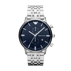 emporio armani men's two-hand silver stainless steel bracelet watch (model: ar1648)