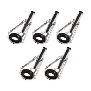 uxcell 5pcs fishing rod tip repair kit 0.118" dia fishing rod guides eyelets repair kit metal rod tip guide rings replacement silver tone black