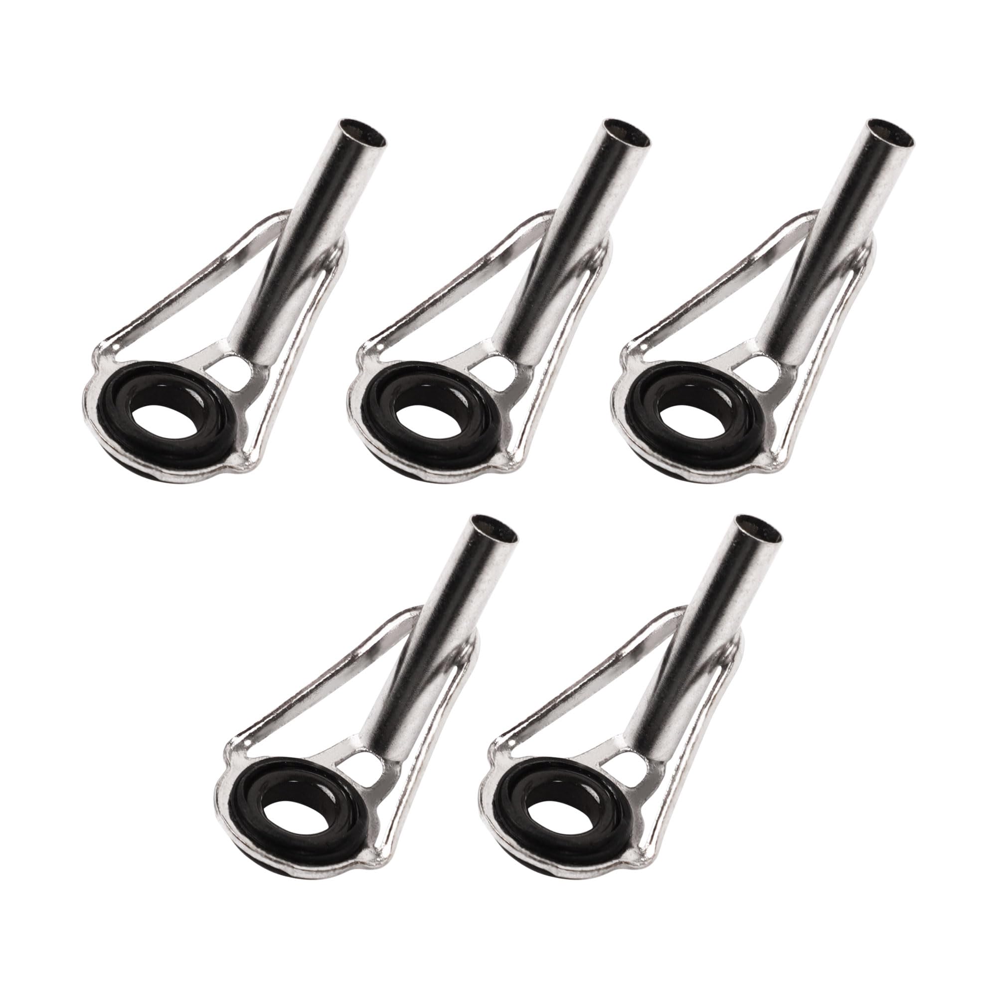 uxcell 5pcs Fishing Rod Tip Repair Kit 0.118" Dia Fishing Rod Guides Eyelets Repair Kit Metal Rod Tip Guide Rings Replacement Silver Tone Black