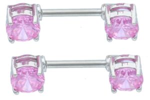 nipple ring bars surgical steel nipple bar with large 1/4" cz's 9/16" bar