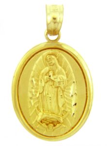 saint collection solid 14k yellow gold miraculous medal charm blessed mother pendant