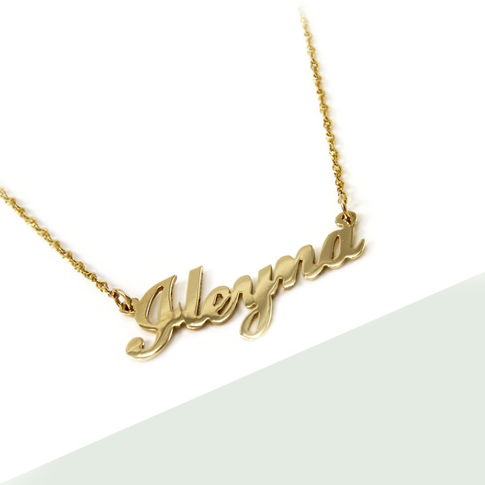 Win Jewelry 14k Gold Personalized Name Necklace (yellow-gold, 16 Inches)