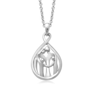 jewelili parent and two children family necklace pendant in sterling silver 18" cable chain