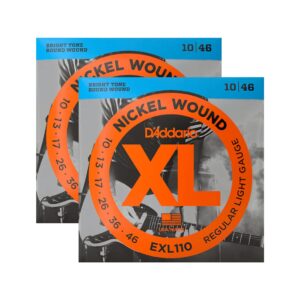 d'addario regular light nickel wound electric guitar strings 10-46 2 pack