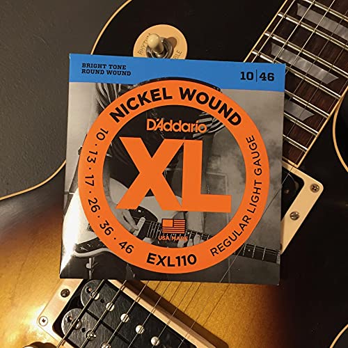 D'Addario Regular Light Nickel Wound Electric Guitar Strings 10-46 2 Pack