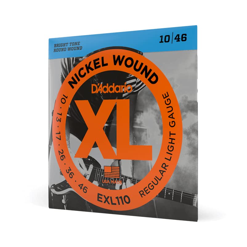 D'Addario Regular Light Nickel Wound Electric Guitar Strings 10-46 2 Pack