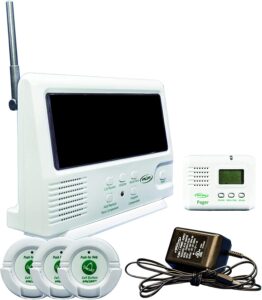 smart caregiver 433-sys 40 channel central monitoring unit with 3 nurse call buttons, pager and ac adaptor