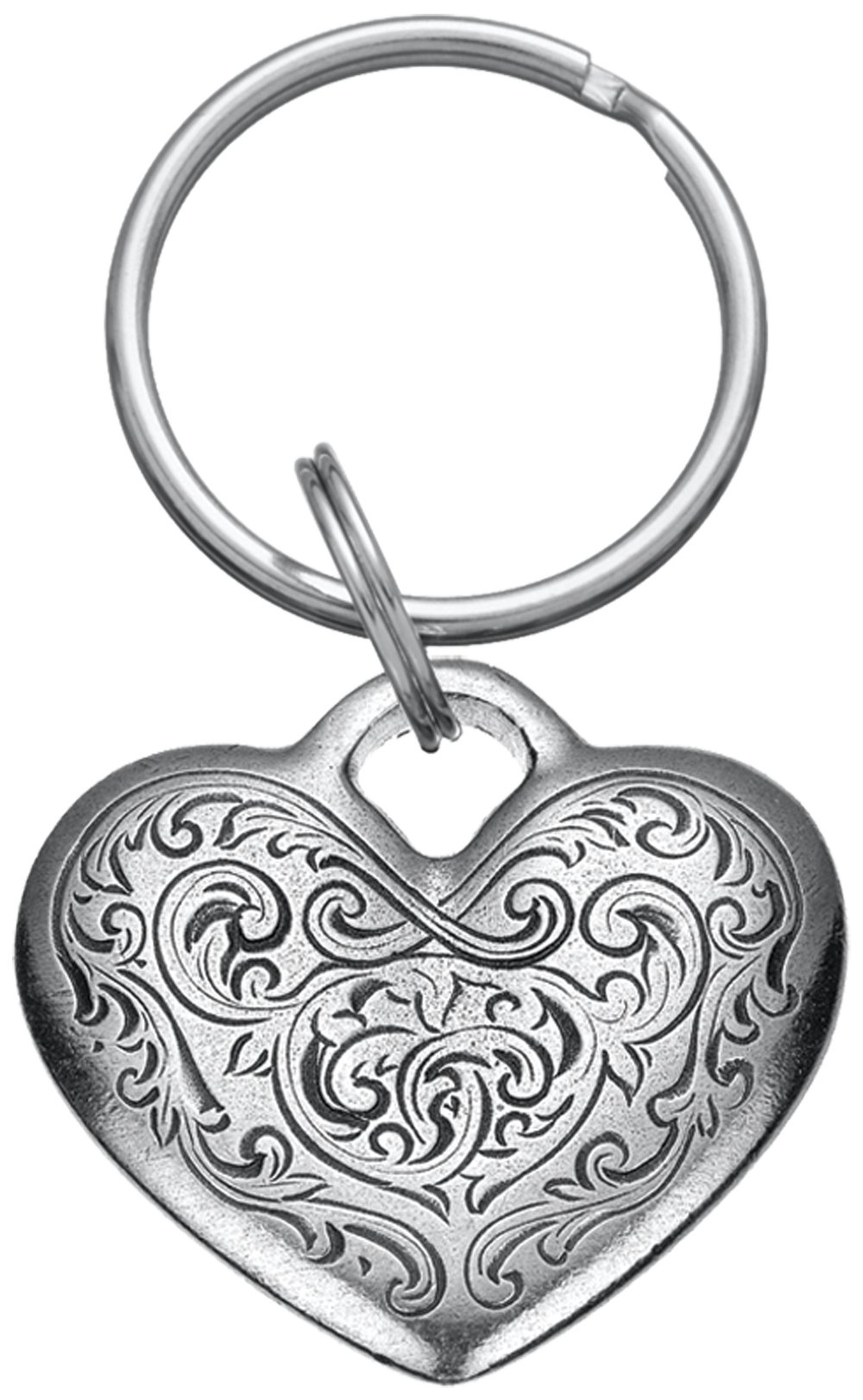 DANFORTH Florentine Heart Keychain Handcrafted Pewter Love Keychain For Her – 1 ½” Tall, Made In USA