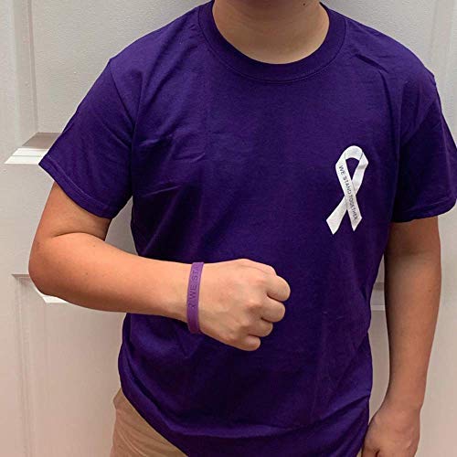 Purple Ribbon Awareness Silicone Bracelet 25 Pack