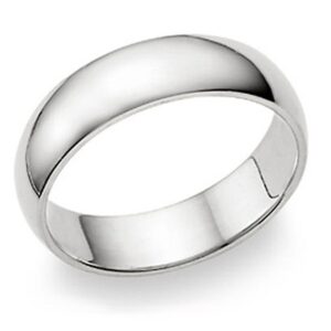 metal factory 6mm sterling silver high polish plain dome tarnish resistant comfort fit wedding band ring sz 7.5