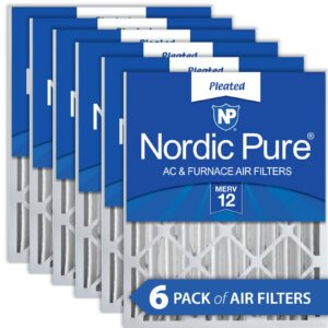 nordic pure 20x20x4 (19_1/2 x 19_1/2 x 3_5/8) pleated merv 12 air filters 6 pack