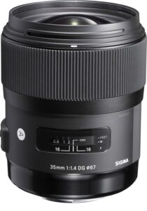 sigma 35mm f1.4 art dg hsm lens for nikon, black, 3.7 x 3.03 x 3.03 (340306)