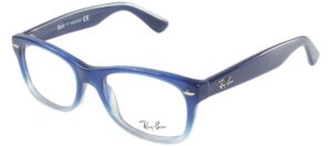 ray-ban junior kids' ry1528 square prescription eyeglass frames, opal blue gradient opal/demo lens, 48 mm