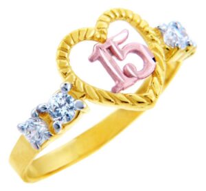 15 años ring - quinceanera ring with cubic zirconia (10k) (9)