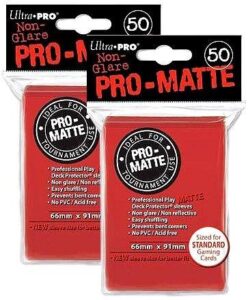 ultra pro pro-matte (100 count) red deck protector sleeves - compatible with magic the gathering (2 packs of 50 each)