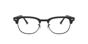 ray-ban rx5154 clubmaster square prescription eyeglass frames, matte black/demo lens, 49 mm