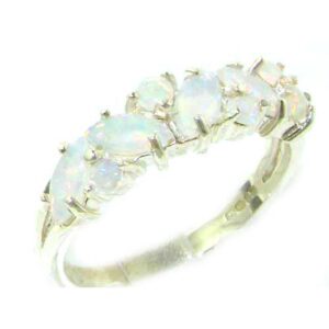 letsbuygold 925 sterling silver real genuine opal womens eternity ring - size 7