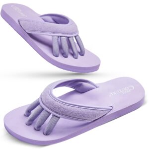 pedi couture pedicure sandals for women - toe separator slippers - purple - large (8.5-9.5)