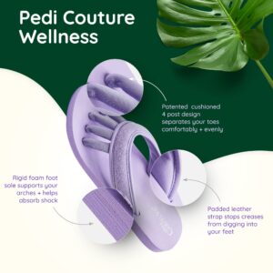 Pedi Couture Pedicure Sandals for Women - Toe Separator Slippers - Purple - Large (8.5-9.5)