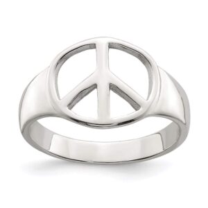 925 sterling silver peace sign inspirational symbol ring size 8