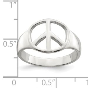 925 Sterling Silver Peace Sign Inspirational Symbol Ring Size 8