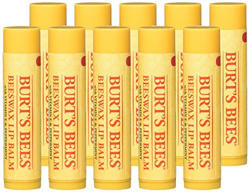 Burt's Bees Beeswax Lip Balm with Vitamin E & Peppermint 0.15 oz (Pack of 10)