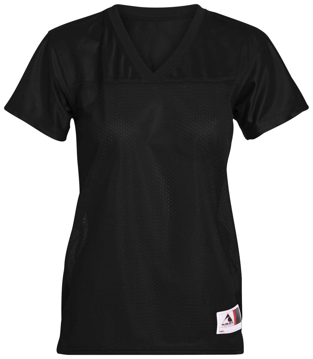 Augusta Sportswear Women's Standard Junior Fit Replica Football Tee, Black, Small