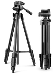 lightweight 57-inch camera tripod for canon eos rebel t3, t3i, t4i, t5, t5i t6i, t6s, t7, t7i, eos 60d, eos 70d, eos 80d, eos 5d mark iii, eos 6d, eos 7d mark ii, eos-m, eos-m3, eos-m50 cameras