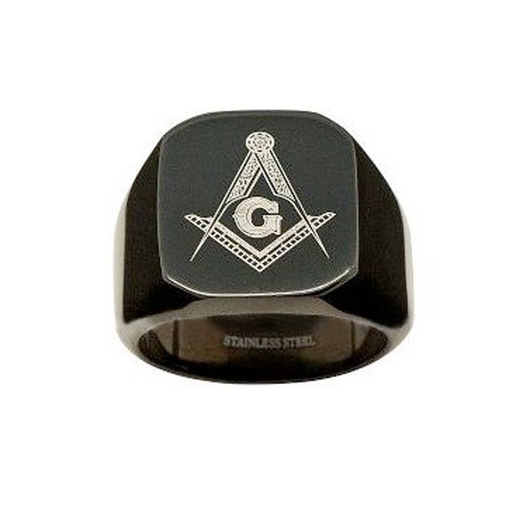 Black Flat Face Stainless Steel Masonic Rings for Men. Freemason Ring/Masonic Jewelry for Free Masonry Lodge Member (10)