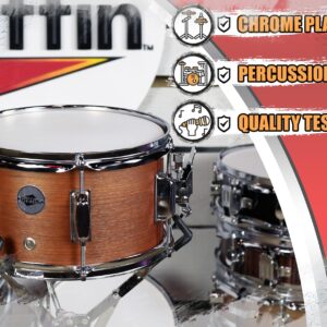 Popcorn Snare Drum by GRIFFIN | Soprano Firecracker 10" x 6" Poplar Wood Shell with Hickory PVC | Concert Percussion Musical Instrument with Drummers Kit Key & Deluxe Snare Strainer Throw Off Set