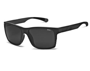 zeal optics brewer | plant-based polarized sunglasses for men & women - matte black/polarized dark grey lens