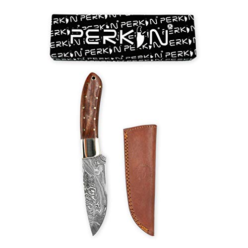 Perkin - Custom Handmade Damascus Hunting Knife - Beautiful Camping Knife