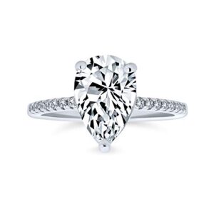 pear shape 2.5ct teardrop pear shape solitaire aaa cz engagement ring for women 1mm band cubic zirconia .925 sterling silver