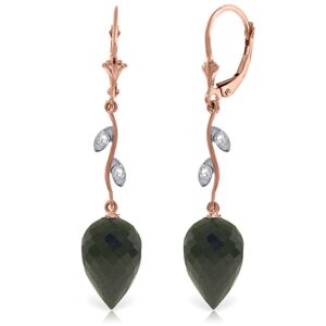 galaxy gold gg 14k rose gold drop style earrings with black spinel and diamond accents