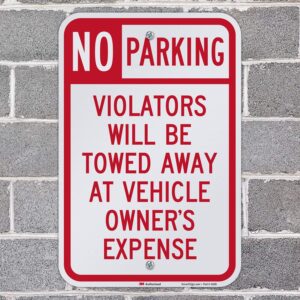 SmartSign - T1-1061-EG_12x18 No Parking - Violators Towed Sign By | 12" x 18" 3M Engineer Grade Reflective Aluminum