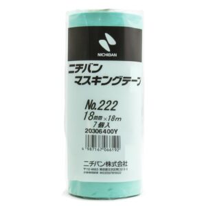 nichiban 22h-18 masking tape, 7 rolls, 0.7 inches (18 mm) x 59.2 ft (18 m) green