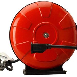 Woods 48004 14/3 SJTW Metal Extension Cord Reel with Locking Plug; Red; 30-Feet; Foot; Orange