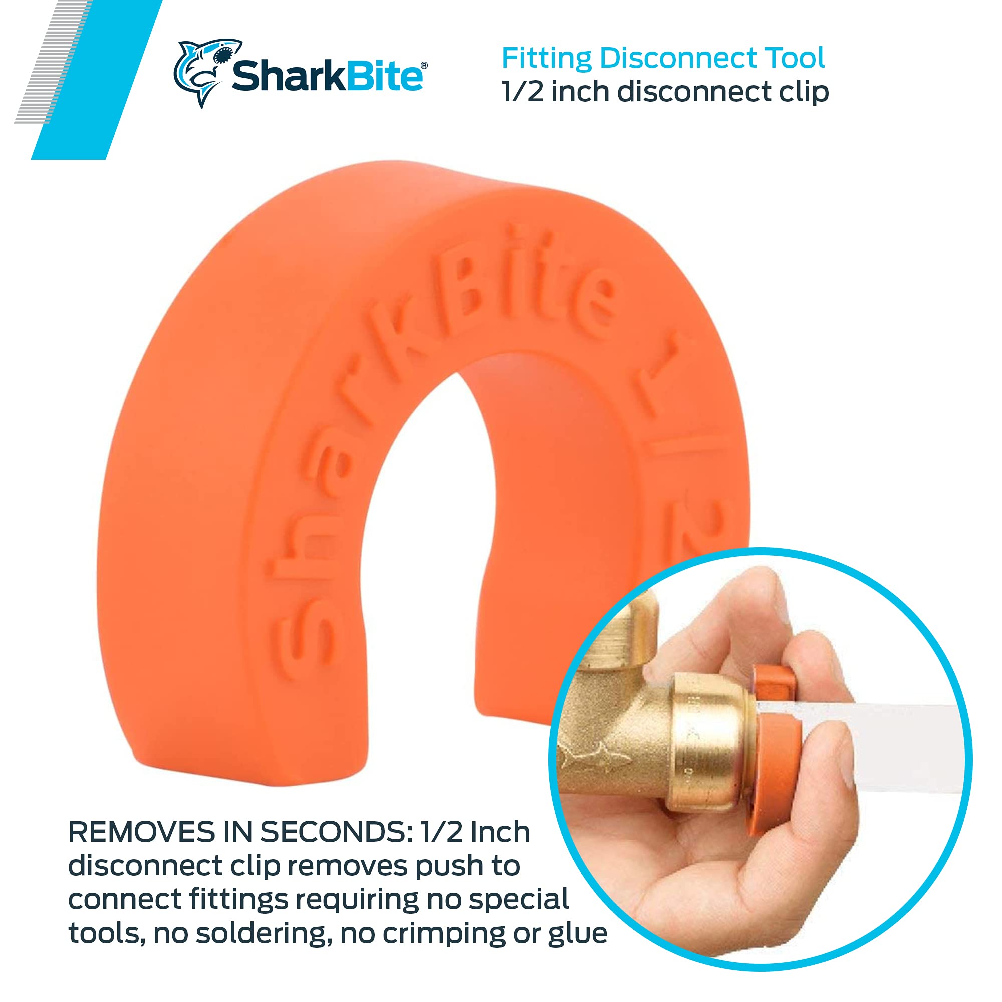 SharkBite 1/2 Inch Disconnect Clip for Push to Connect Brass Plumbing Fittings, U710A