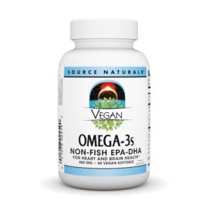 source naturals vegan omega-3s, non-fish epa-dha, for heart and brain health support* 300 mg - 60 vegan softfgels