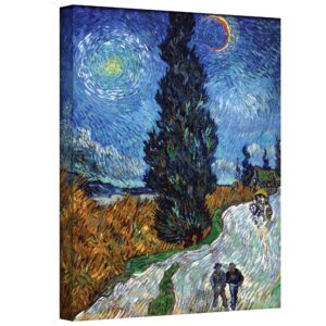 art wall country road in provence by night by vincent van gogh gallery wrapped canvas, 18 by 24-inch