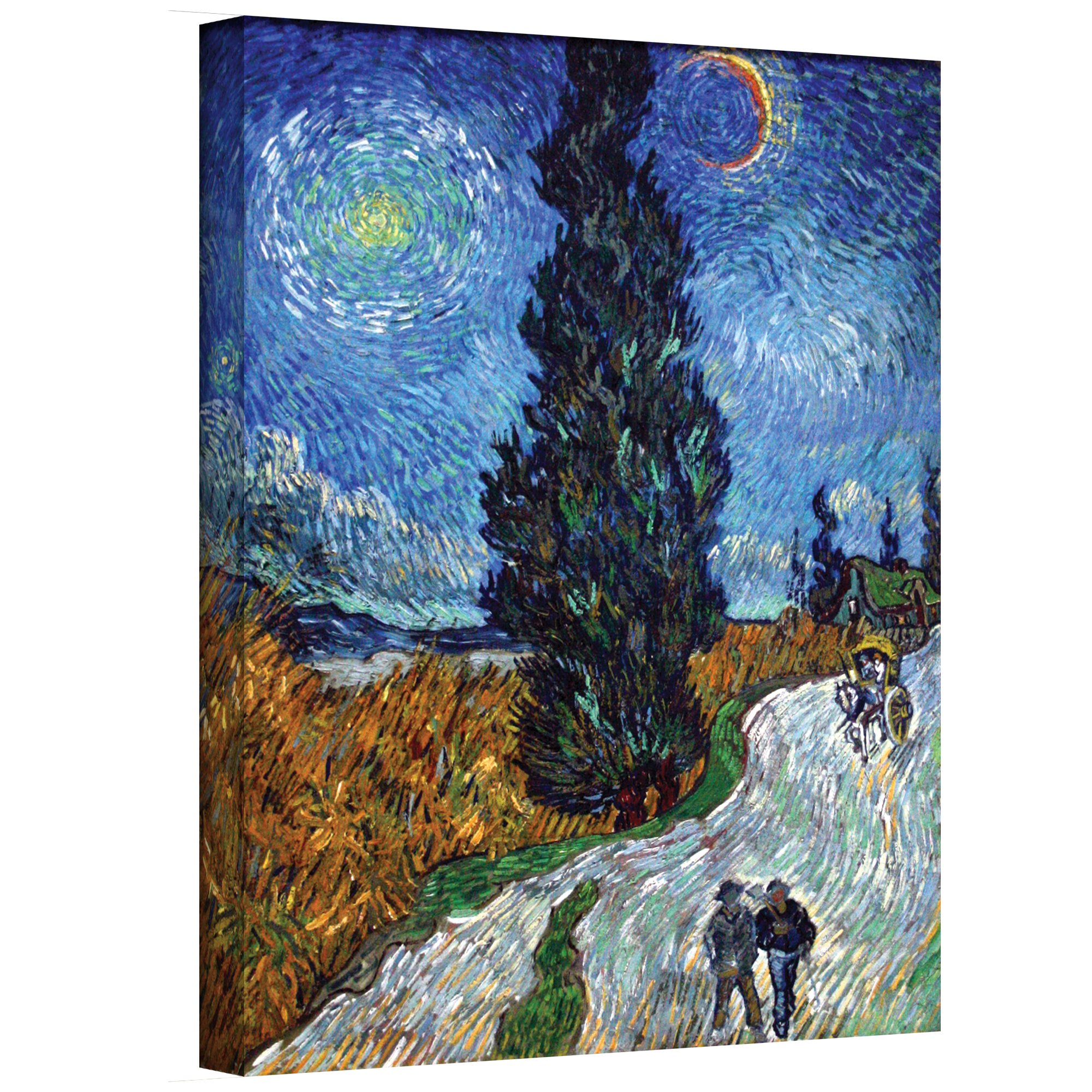 Art Wall Country Road in Provence by Night by Vincent Van Gogh Gallery Wrapped Canvas, 18 by 24-Inch