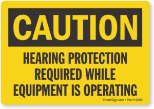 smartsign - u1-1029-nd_5x3.5 adhesive vinyl osha safety sign, legend "caution: hearing protection required", 3.5" high x 5" wide, black on yellow