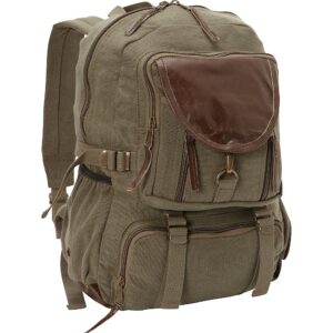 fox outdoor products retro parisian city daypack, olive drab, 16" x 11 1/2" x 7"